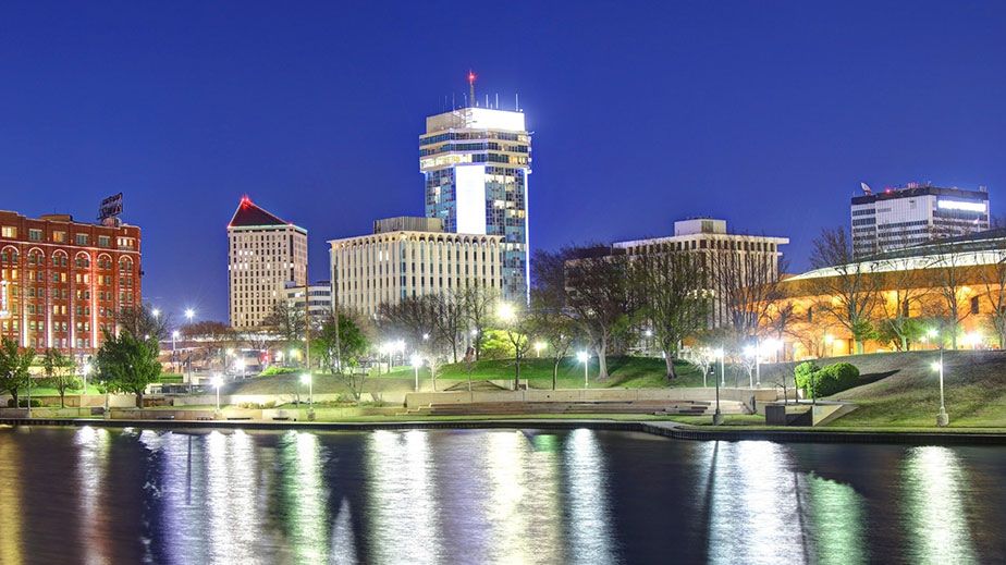 Downtown Wichita Kansas At Night
